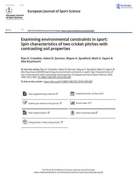 Examining Environmental Constraints In Sport Spin Characteristics Of Two Cricket Pitches With
