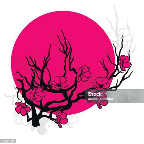 Bunga Sakura Ranting Ilustrasi Stok Unduh Gambar Sekarang Pohon