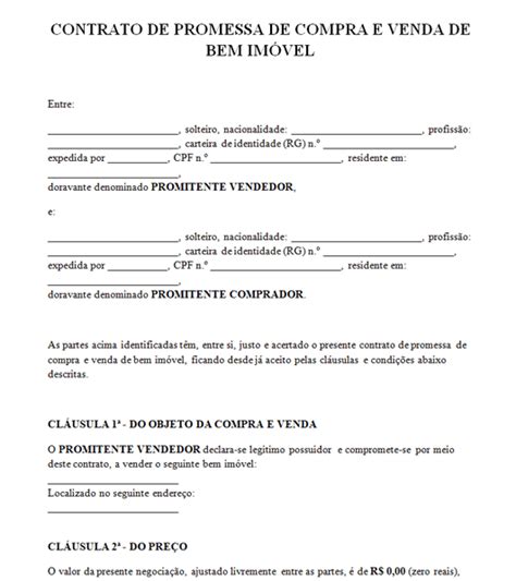 Modelo De Contrato De Compra E Venda De Imóvel Word E Pdf