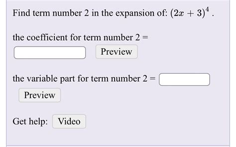 Solved Find Term Number In The Expansion Of X Chegg