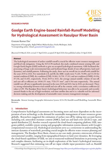 Pdf Goolge Earth Engine Based Rainfall Runoff Modelling For Hydrological Assessment In
