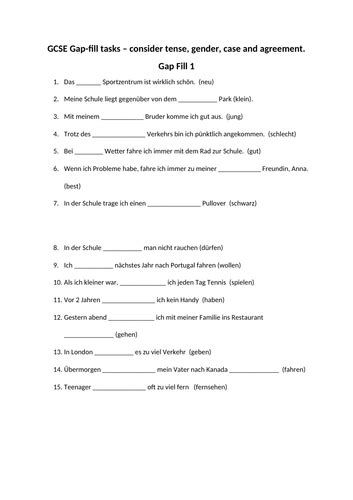 Edexcel Igcse Grammar Gap Fill Practice Teaching Resources