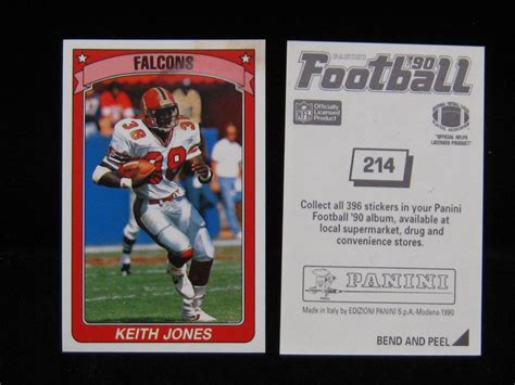 1990 Keith Jones Atlanta Falcons Panini Sticker 214 Ebay