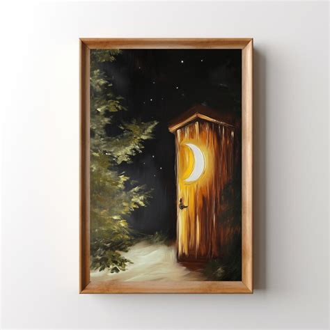 Vintage Outhouse Print Printable Rustic Cabin Decor Guest Bathroom