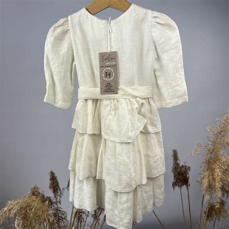 Linu Kleita Ar Volāniem Meitenei Balta Kleitas Un Aksesuāri Kristībām Meitenēm KristĪbĀm Un