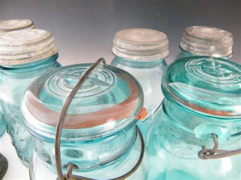 Vintage Aqua Canning Jars And Lids Ebth