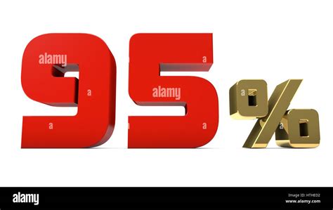 El 95 Por Ciento De Rojo Y Oro Y Aislado En Blanco Texto 3d Render