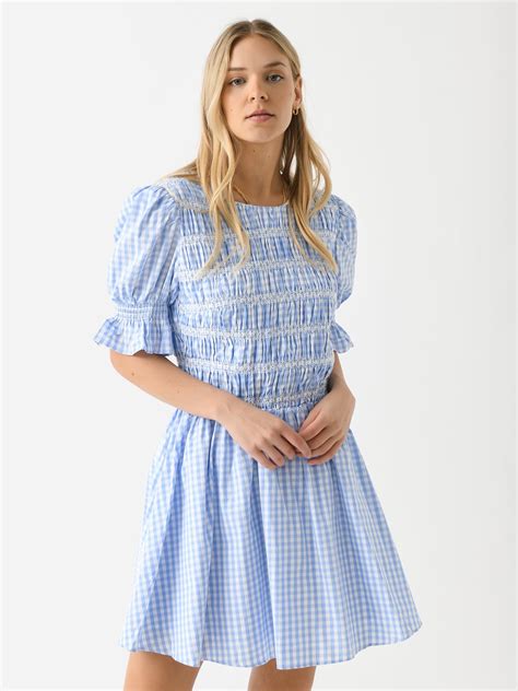 English Factory Womens Gingham Puff Sleeve Mini Dress 15000