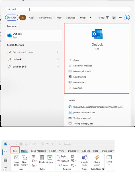 where oh where is the file tab in outlook 365 microsoft community