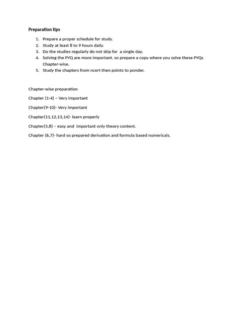 Preparation Tips Pdf