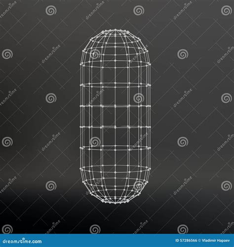 Капсула сетки Wireframe полигональная Капсула Иллюстрация вектора