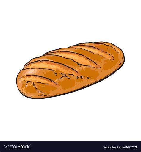 Sketch Fresh White Loaf Bread Isolated Royalty Free Vector