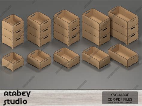 Multiple Size Stackable Box Modular Storage Boxes Diy Laser Plans