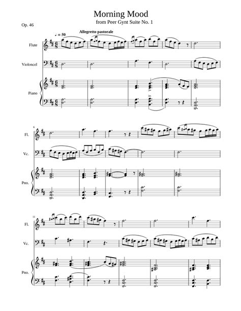 Grieg Peer Gynt Suite No 1 Morning Mood Sheet Music For Flute Piano