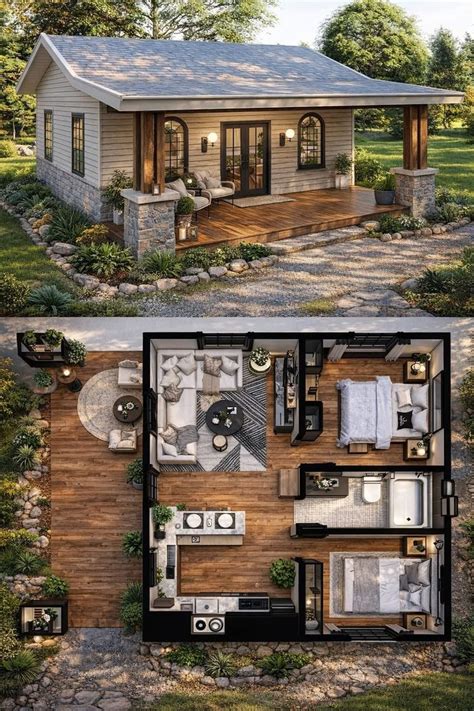 Small Houses With A Floor Plan One House Small House Small Cottage