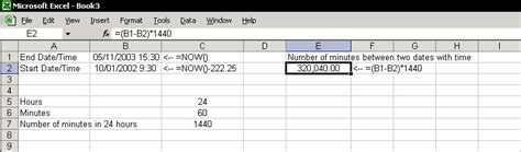 excel tips how to calculate number of minutes between dates time in