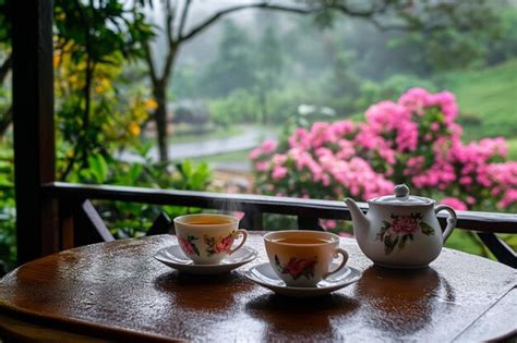 Lush Green Tea Plantation Premium Ai Generated Image
