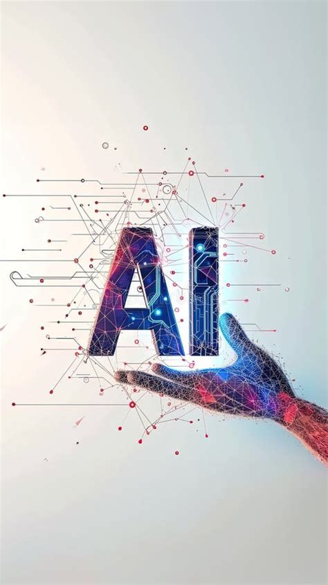 Human Hand Interacting With Ai Lettering Intersection Of Humanity And