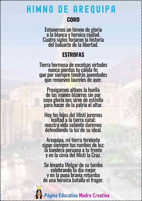 PÁgina Educativa Madre Creativa Himno De Arequipa Peru