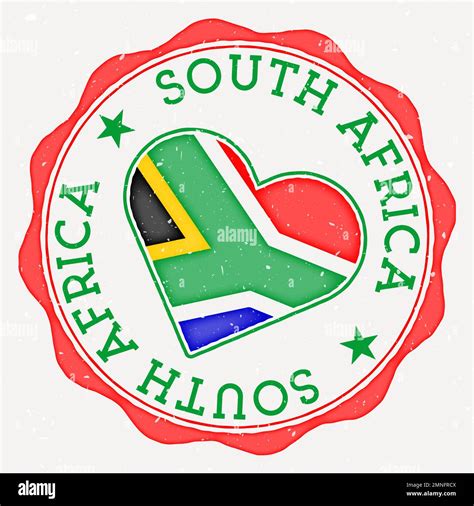 South Africa Heart Flag Logo Country Name Text Around South Africa