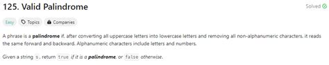 [leetcode 125] valid palindrome java