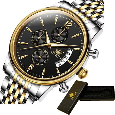 Reloj Olevs Sports Chronograph Luminous Quartz Color Del Fondo Silver Golden Black MercadoLibre