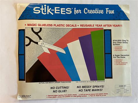 Vintage Stik Ees Uncut Vinyl Sheets 10” By 12” 6 Colors Black Blue Pink White Purple Green