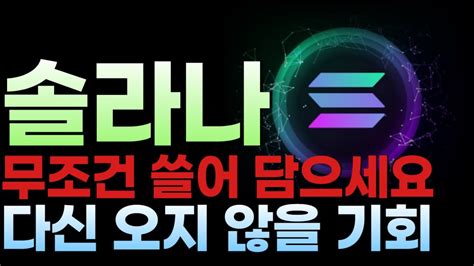 솔라나코인 전망 지금이 오히려 기회입니다 개미털기 당하지 마세요 Youtube
