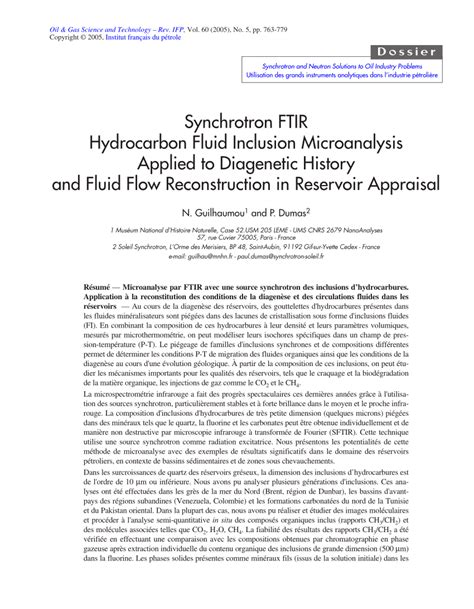 Pdf Synchrotron Ftir Hydrocarbon Fluid Inclusion Microanalysis