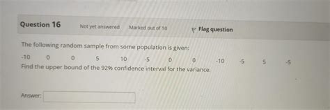 solved the following random sample from some population is