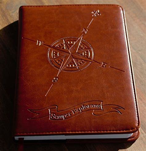 Sohospark Compass Refillable Faux Leather Journal 6x8 Vegan Lined