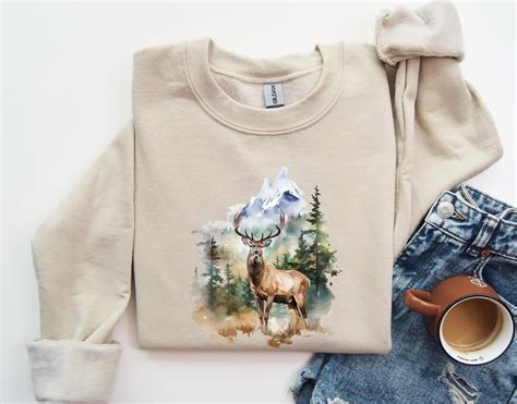 Retro Deer Wilderness Scene Sweatshirt Nineties Vintage Buck And Doe