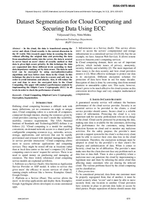 Pdf Dataset Segmentation For Cloud Computing And Securing Data Using Ecc