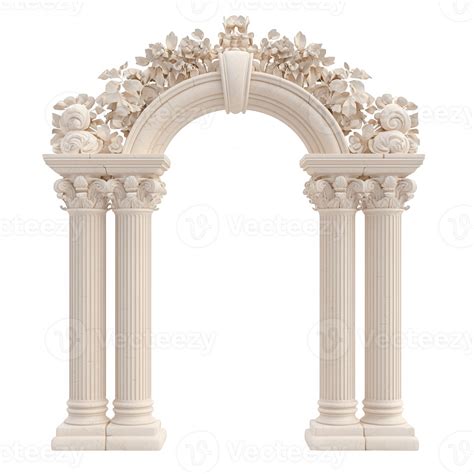 3d Architectural White Columns Framing Elegant Stone Arches Composite Order Supporting