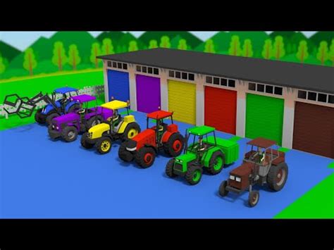 Colorful Garages With Tractors And Construction Of A Pulpit For Farmer