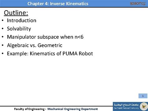 Chapter Inverse Kinematics ROBOTICS Outline Introduction Solvability