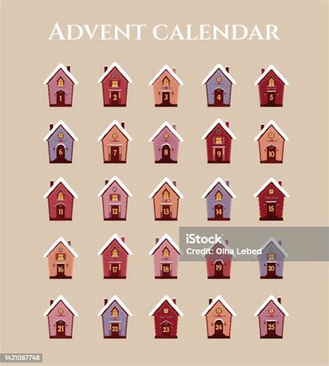 크리스마스 강림 달력 장식이있는 귀여운 집 벡터 일러스트 레이 션 강림절 달력에 대한 스톡 벡터 아트 및 기타 이미지 강림절 달력 강림절 달력 Istock