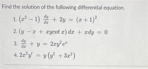 Solved Find The Solution Of The Following Differential Chegg