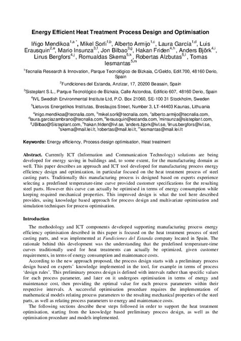 Pdf Energy Efficient Heat Treatment Process Design And Optimisation