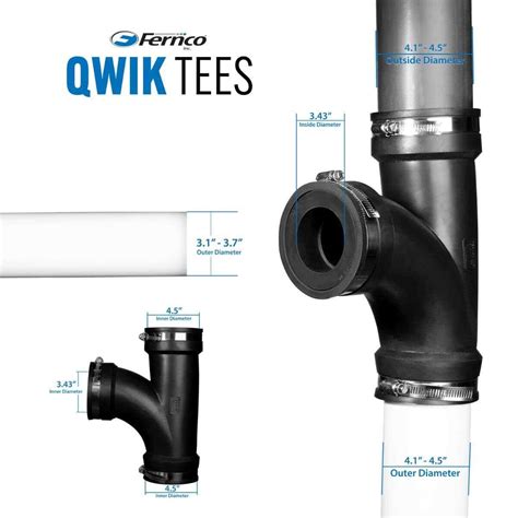 Fernco Flexible Pvc Tee Reducer Bushing For Dwv Cast Iron Steel And Plastic Pipe Connections