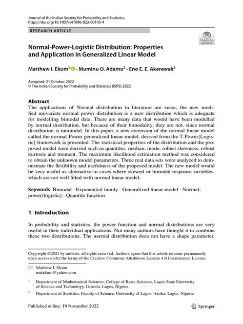 Normal Power Logistic Distribution Properties And Pdf Normal