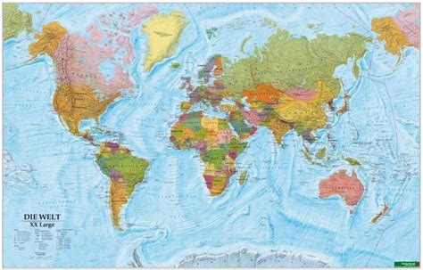 Wandkarte Die Welt Xxl Deutsch Poster 1 20 000 000 Plano In Rolle