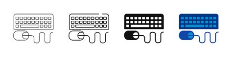 키보드 및 마우스 아이콘이 설정됩니다 선형 실루엣 및 플랫 스타일 벡터 일러스트 레이 션 0명에 대한 스톡 벡터 아트 및 기타 이미지 Istock