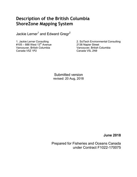 Pdf Description Of The British Columbia Shorezone Mapping System