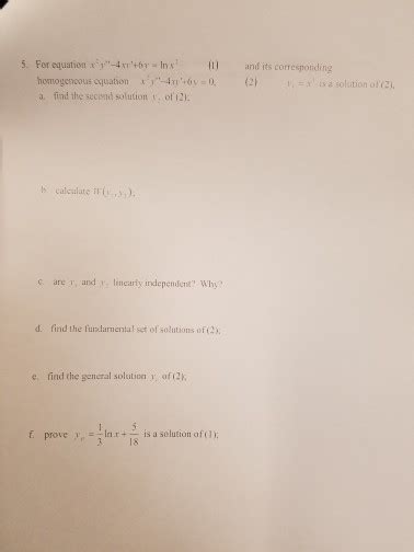 Solved For Equation X 2 Y 4xy 6y Ln X 2 1