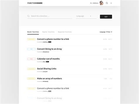 Function Share A Platform Like Codepen But Only For Functions By Benjamin Koehler On Dribbble