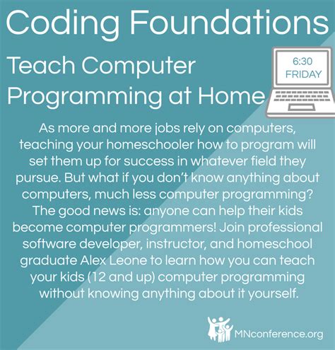 Workshop Computer Programming Minnesota Catholic Home Education
