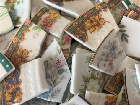 130 Thinner Mosaic China Porcelain Tiles In Lovely Floral Mix Etsy