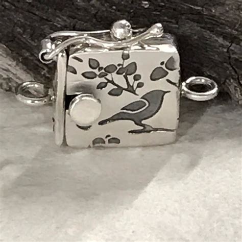 Sterling Silver Box Clasp Square Sliding Latching Box Jewelry Clasp