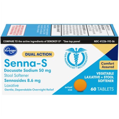 Kroger Senna S Vegetable Laxative Stool Softener Tablets Ct Smiths Food And Drug